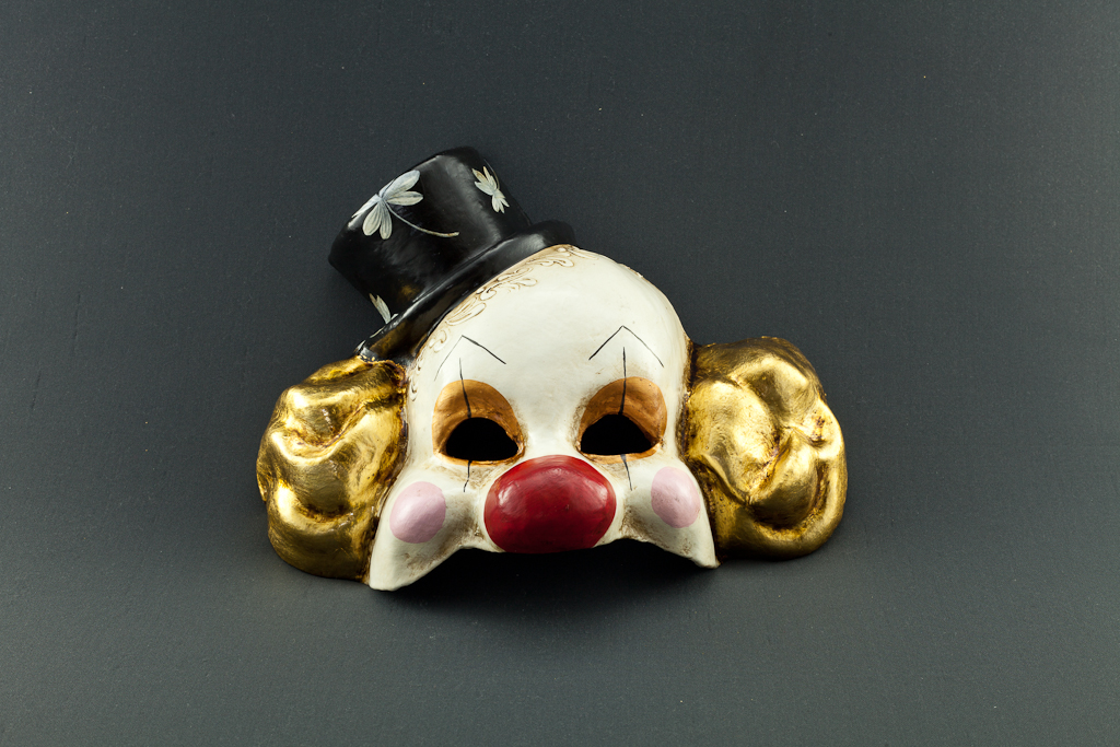 Black Clown - Handmade Venetian Mask